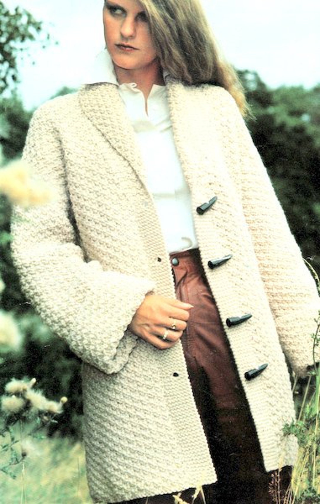 Easy Moss Seed Stitch Womens Chunky Jacket Cardigan Collar Cuffs 32 ...