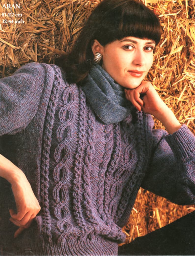 Womans Ladies Ropes & Cables Aran Sweater Knitting Pattern - Etsy