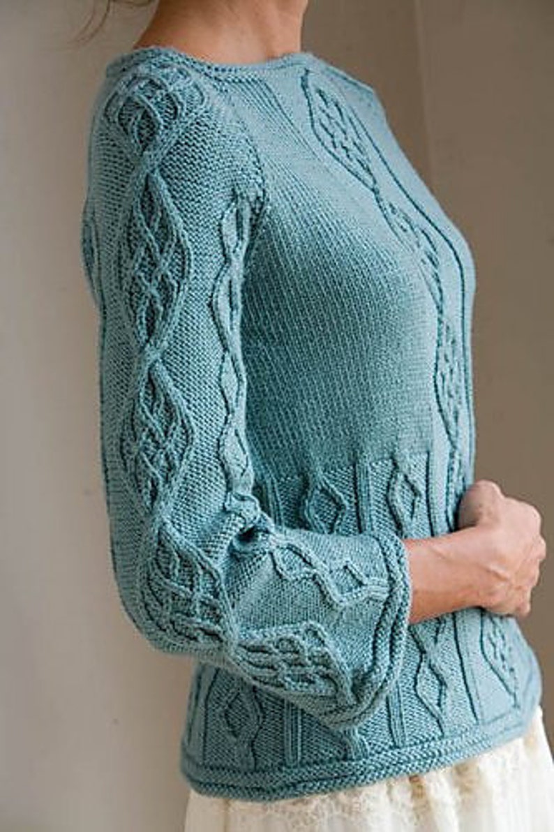 Aran Cable Sweater Womans Easy Pattern 28 47 - Etsy