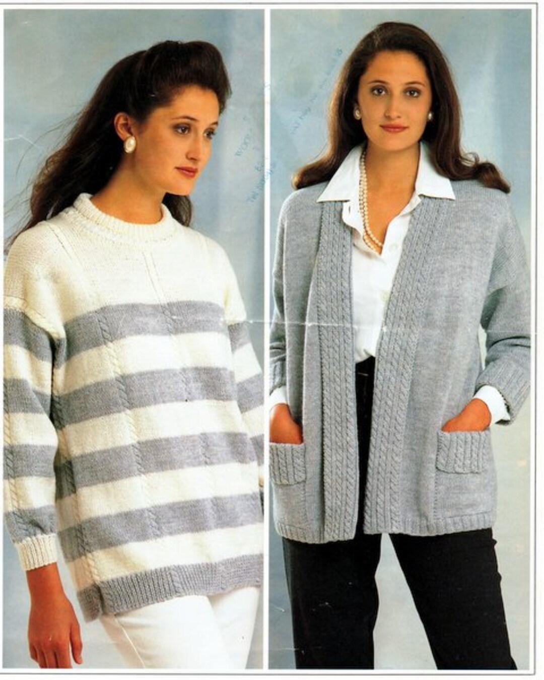 Striped Cable Sweater & Edge to Edge Longline Cable Panel Jacket ...