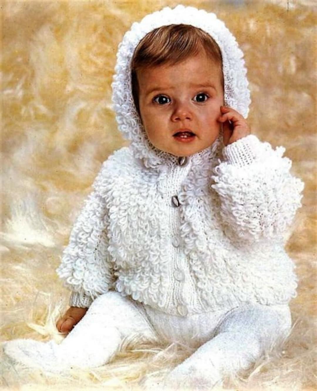 Baby Loopy Jacket With Hood Knitting Pattern PDF Loop Stitch Cardigan ...