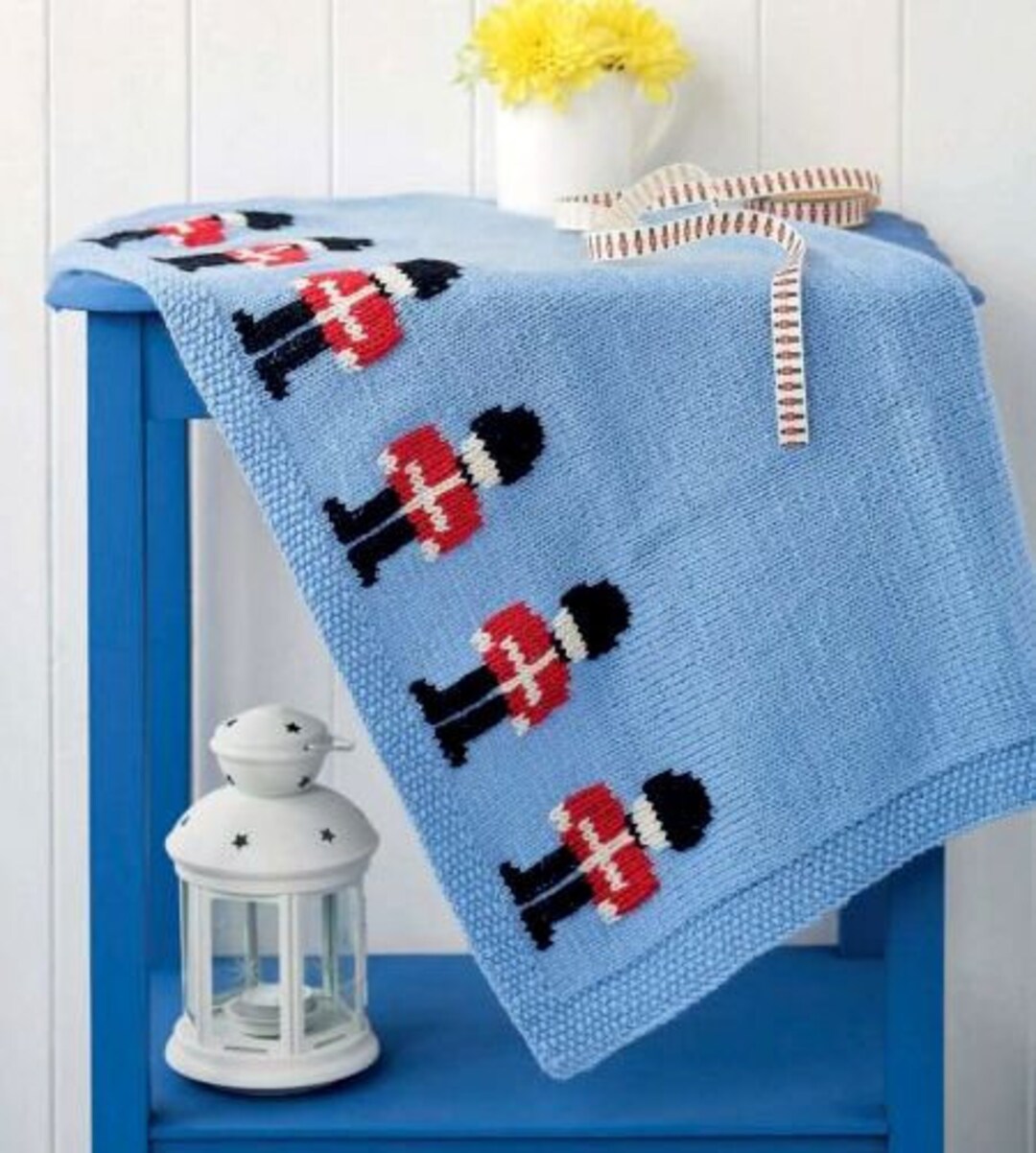 Toy Soldier Guardsman Baby Blanket Afghan Swiss Darning or - Etsy