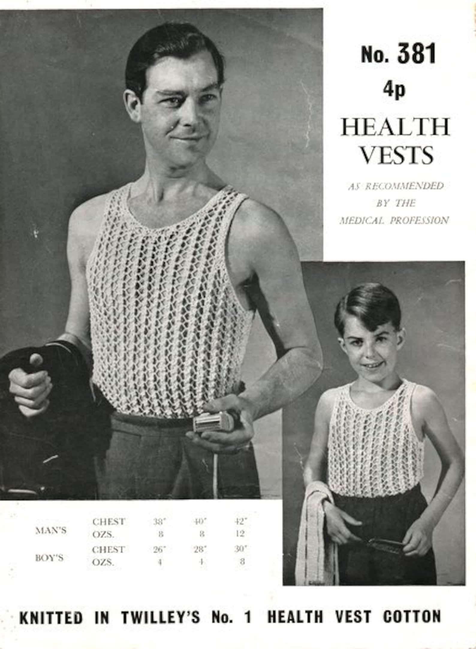 Vintage Health String Vest Mens 38" - 42" & Boys 26" - 30" ~ Cotton ...