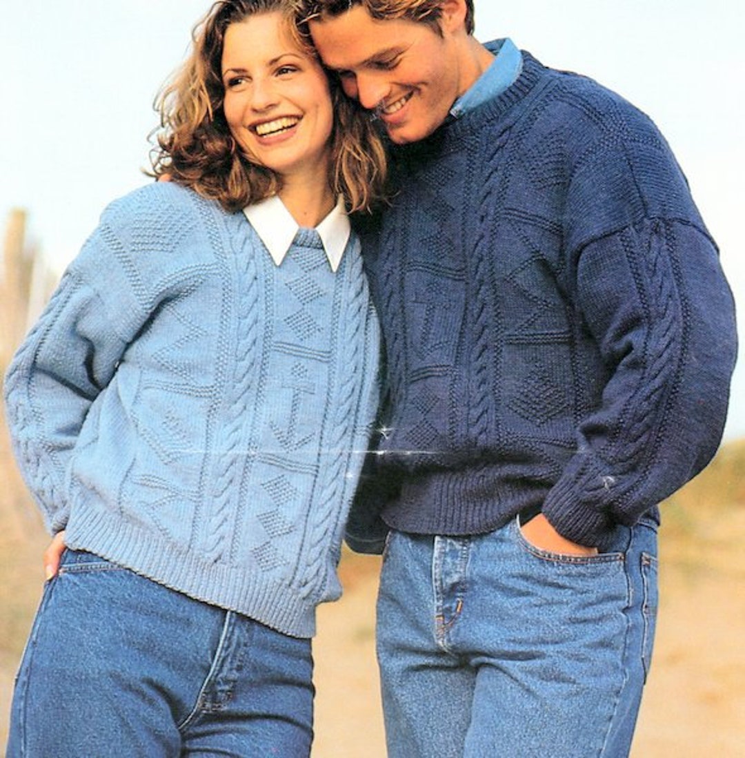 Guernsey Nautical Anchor Diamond Textured Round Neck Sweater Drop ...