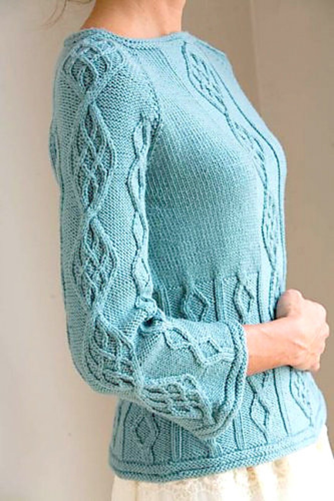 Aran Cable Sweater Womans ~ Easy Pattern ~ 28" - 47" ~ Aran Knitting ...