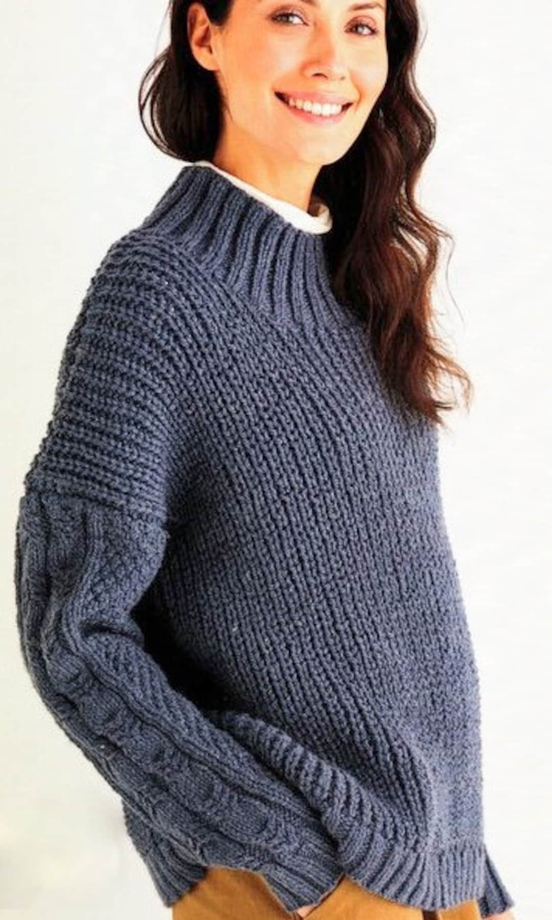 Womens Fishermans Rib & Cable Sweater High Neck 32" - 52" Larger Sizes ...