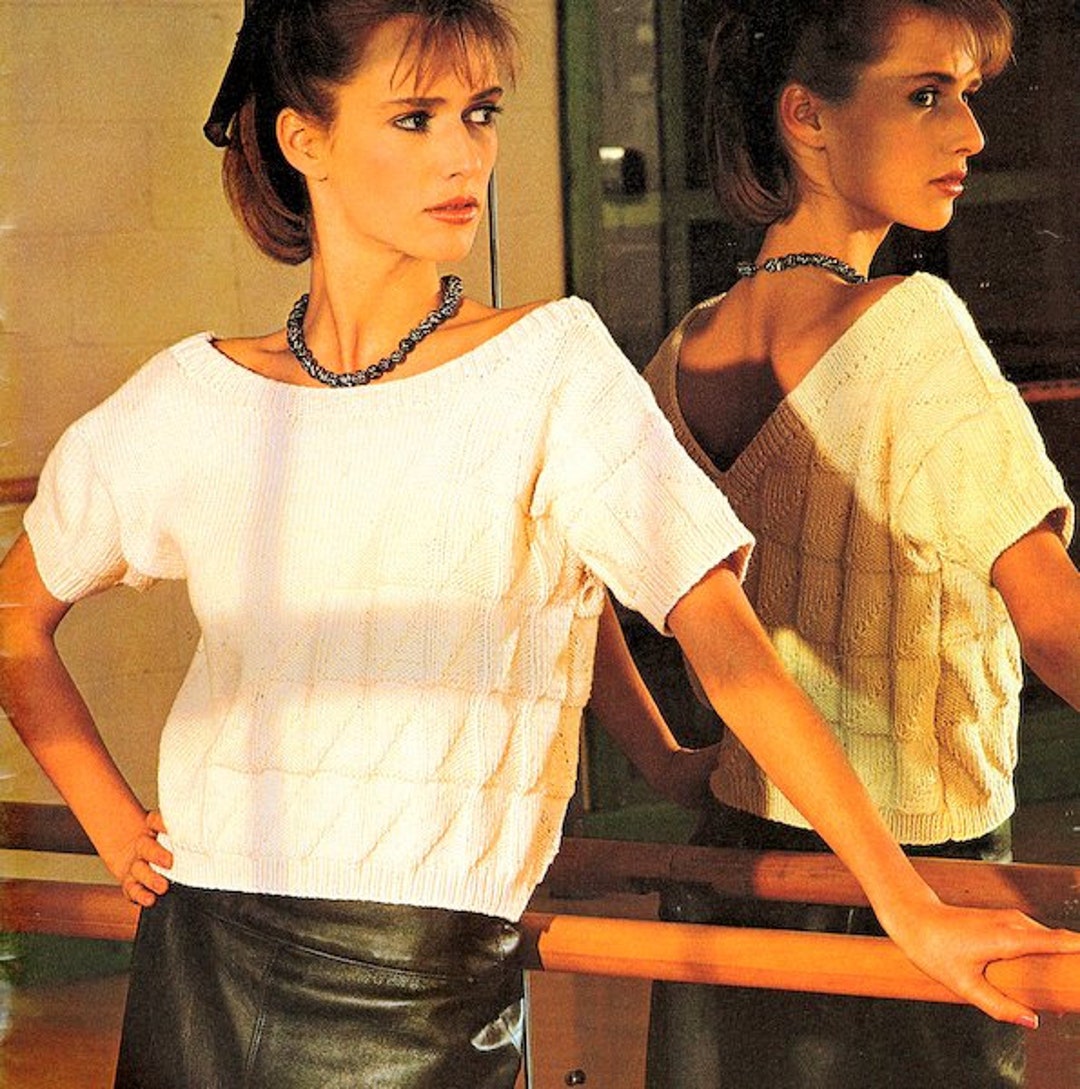 Womens V Back Boat Neck Summer Top Short Sleeve 32" - 38" ~ Cotton DK ...