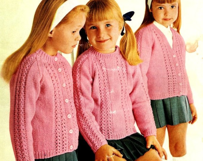 Instant PDF Digital Download Girls Double Knit Cardigan Knitting ...
