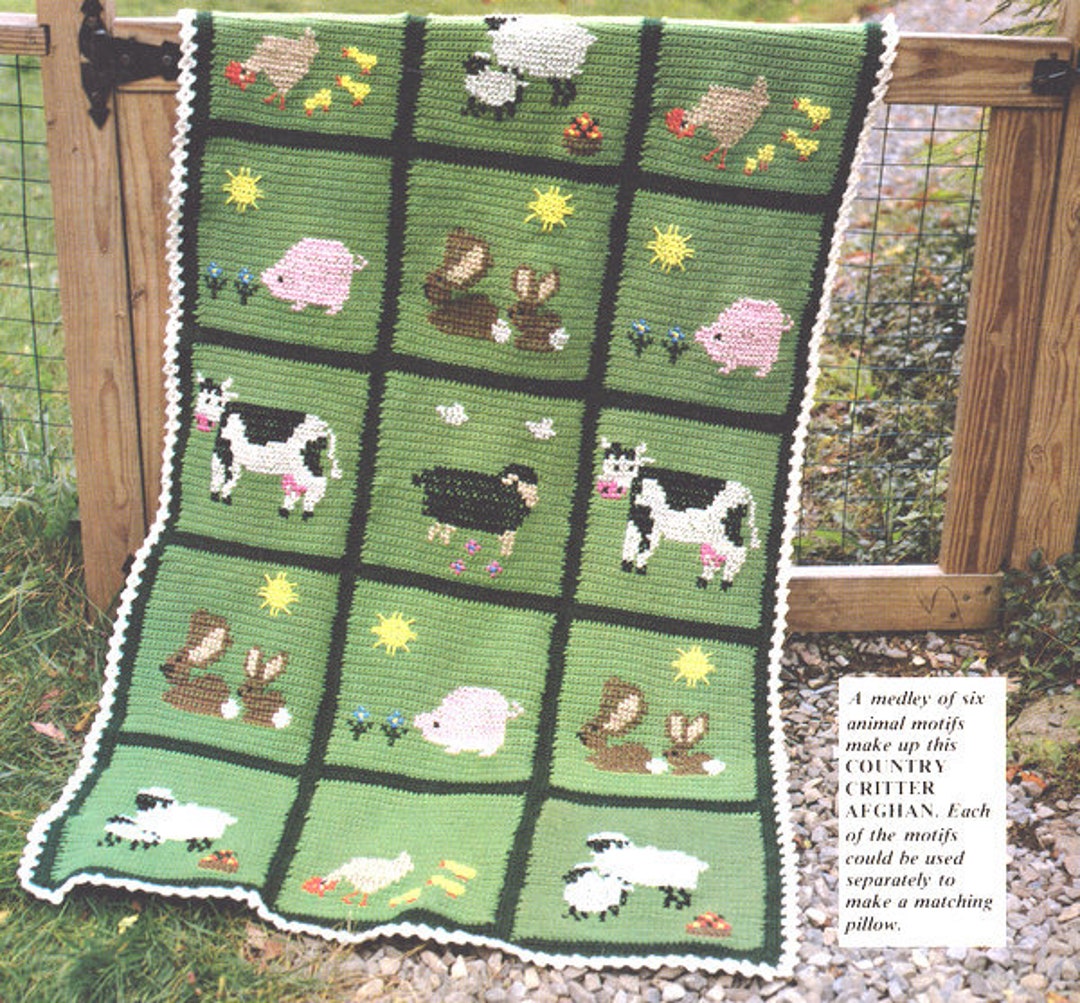 Crochet Farm Animal Blanket Afghan - Use Separately for Matching ...