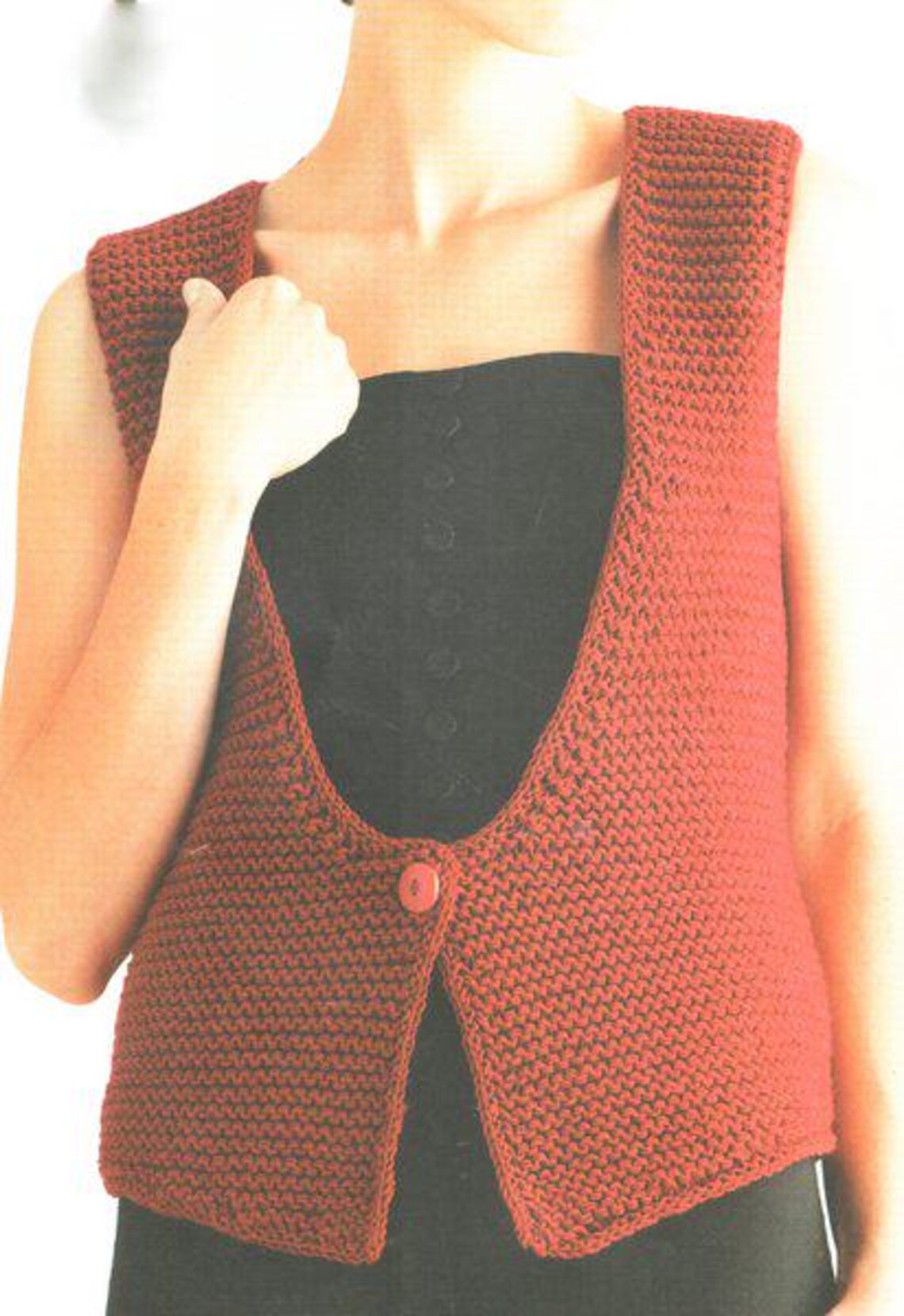Easy Garter Stitch Sleeveless Vest Waistcoat Gilet Womens 26 - 46" ~ DK ...