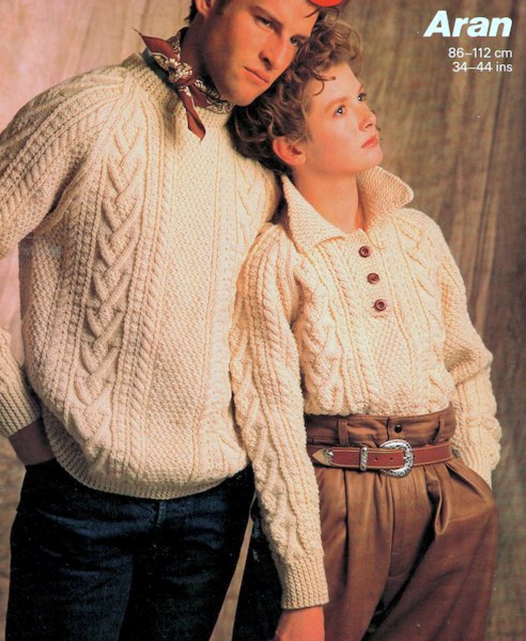 Aran Sweater Traditional Cable Crew or Shirt Neck Collar Raglan Unisex ...