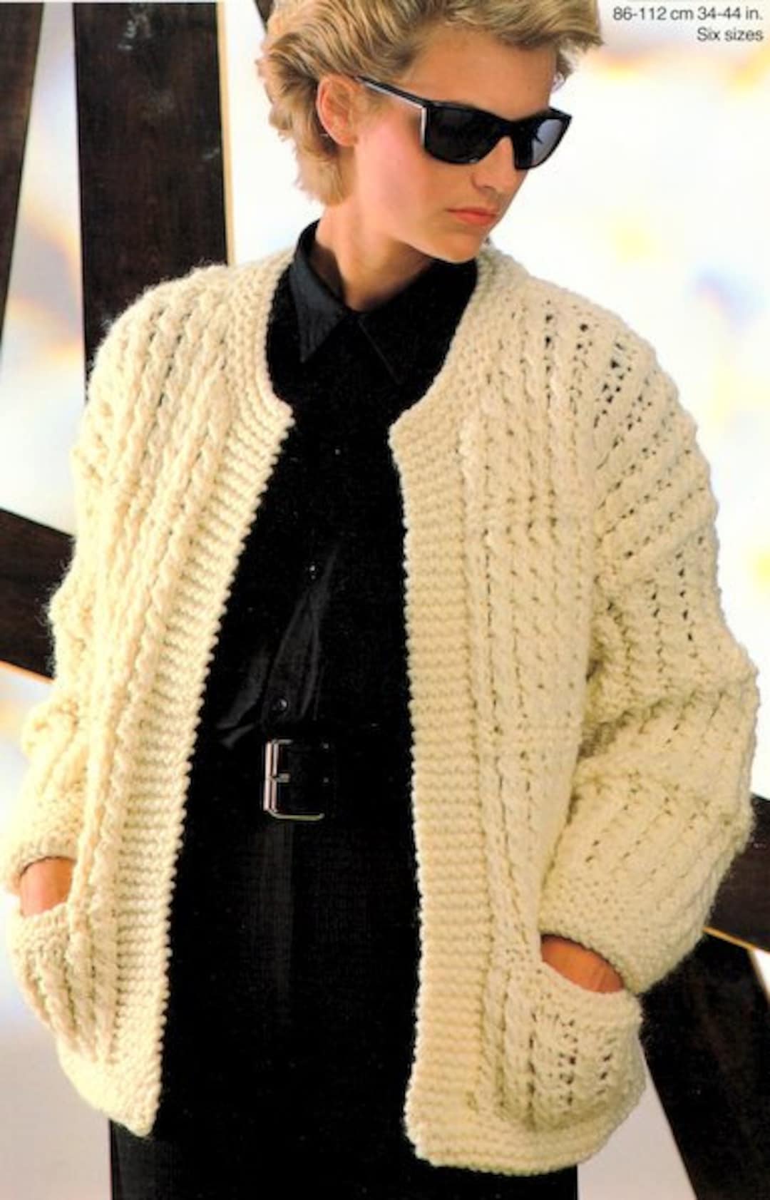 Ladies Womans Chunky Super Bulky Coat Knitting Pattern 34" -44 ...