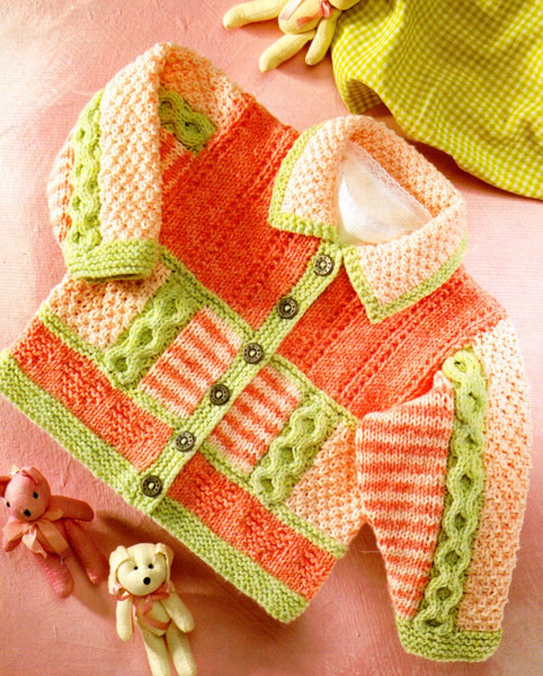 Patchwork Cable Jacket Cardigan Heart Stripe Textured Collar Baby, Boy ...
