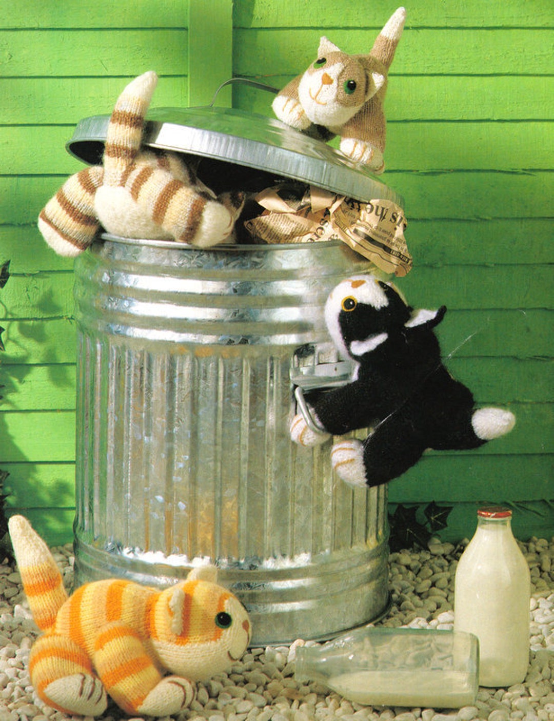 Easy Knit Kitten Cat Toy Approx 9" Simple Stocking Stitch Either 4ply ...