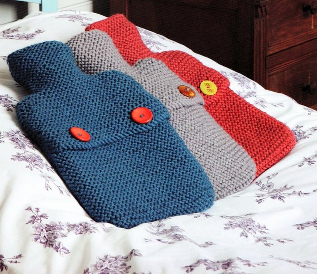Very Easy Garter Stitch Beginner Hot Water Bottle Covers Fits Average ...