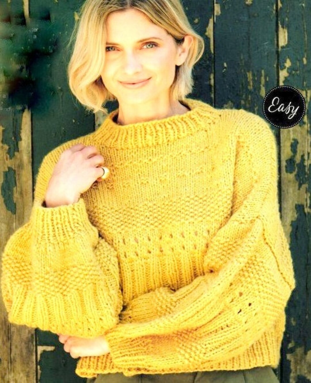 Easy Super Chunky Short Sweater Textured Sampler Stitches 36" - 46 ...
