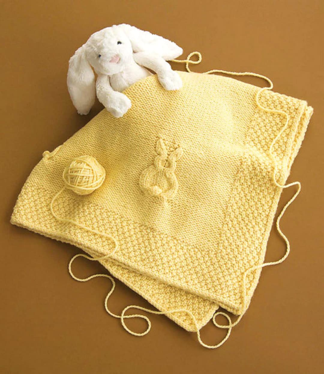 Bunny Rabbit Pattern Baby Blanket 40" Square ~ Chunky 12 Ply Wool ...