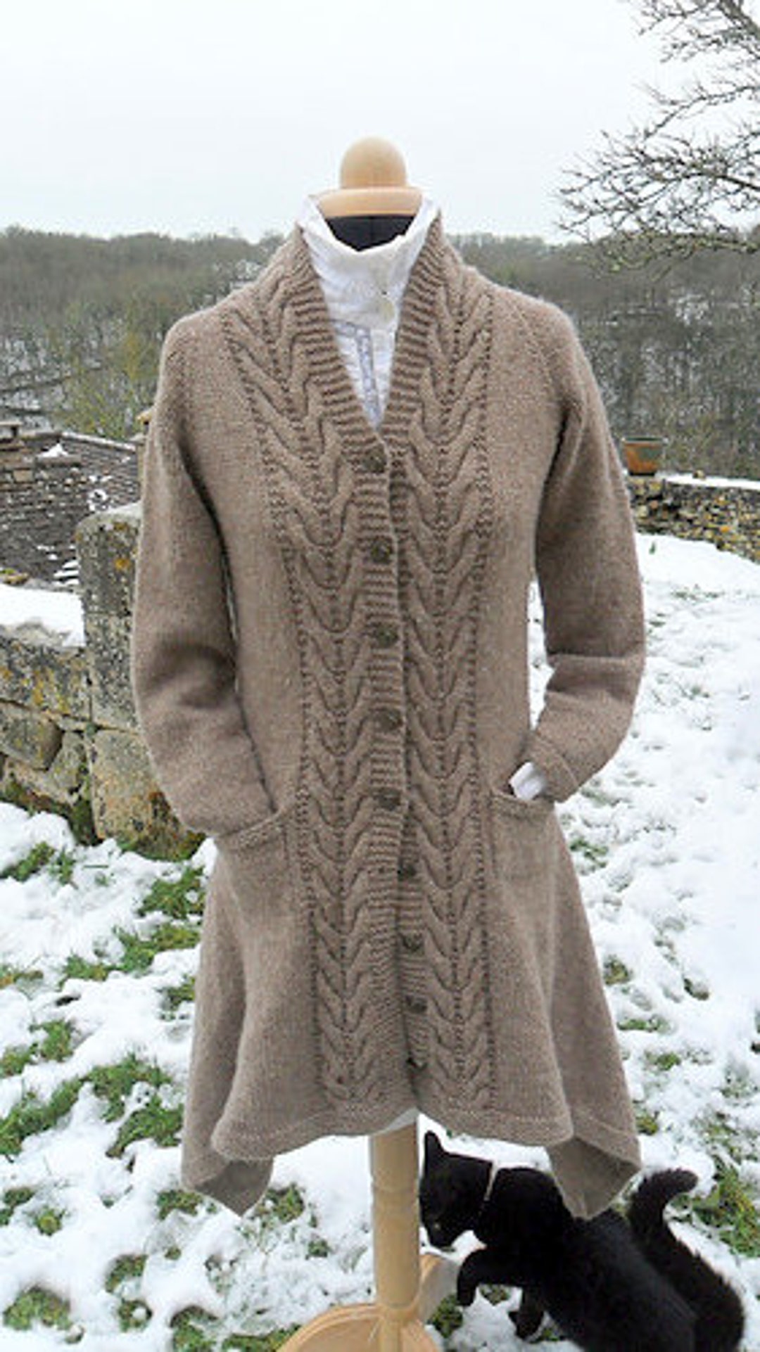 Womens Asymmetric Cardigan Jacket Coat Knitting Pattern 30 50 finished ...