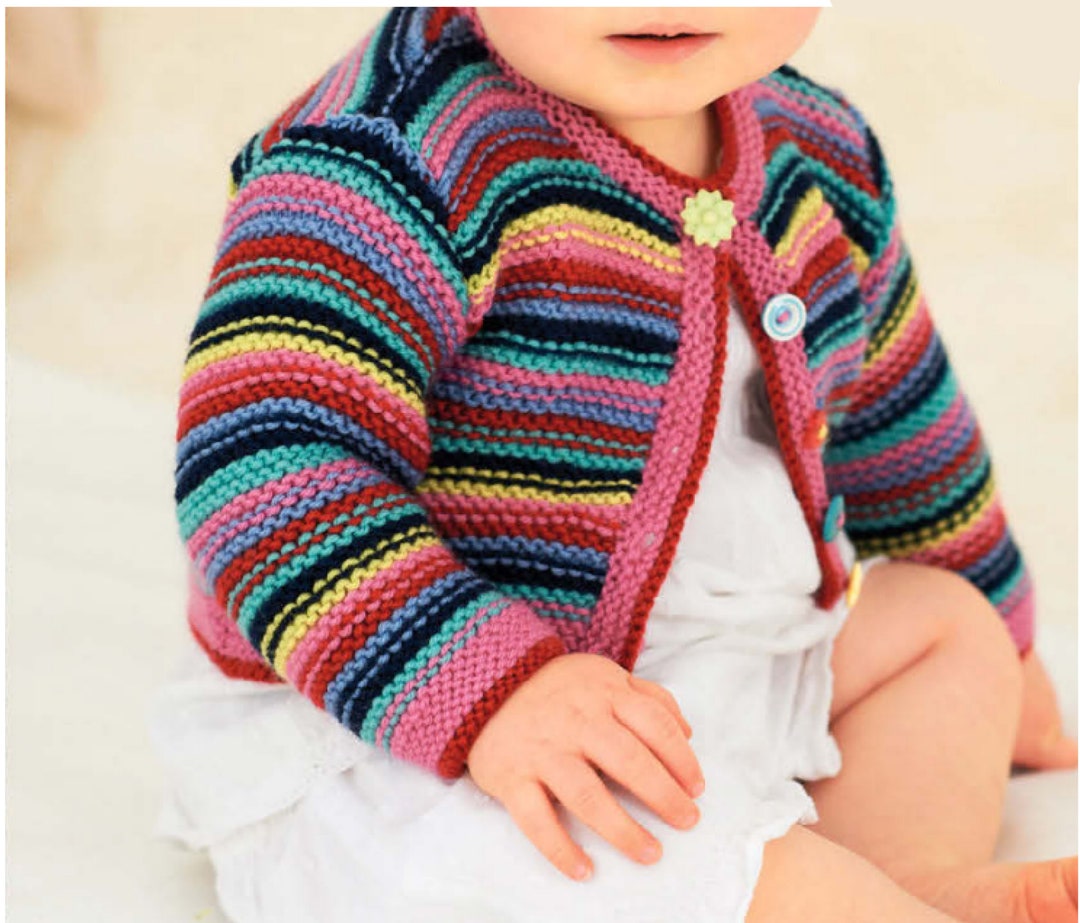 Easy Striped Garter Stitch Baby Jacket ~ 6mth - 5 Years Toddler Child ...