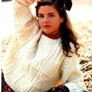 Womans Ladies Aran Patchwork Sampler Sweater and Cardigan 30" -40 ...