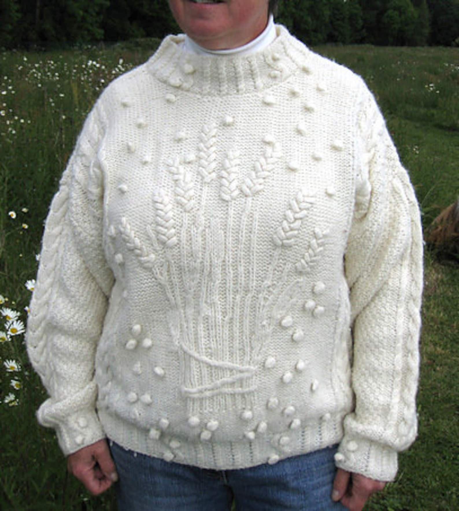 Rare Aran Harvest Wheatsheaf Sweater Pattern Sunday Times 34" - 44 ...