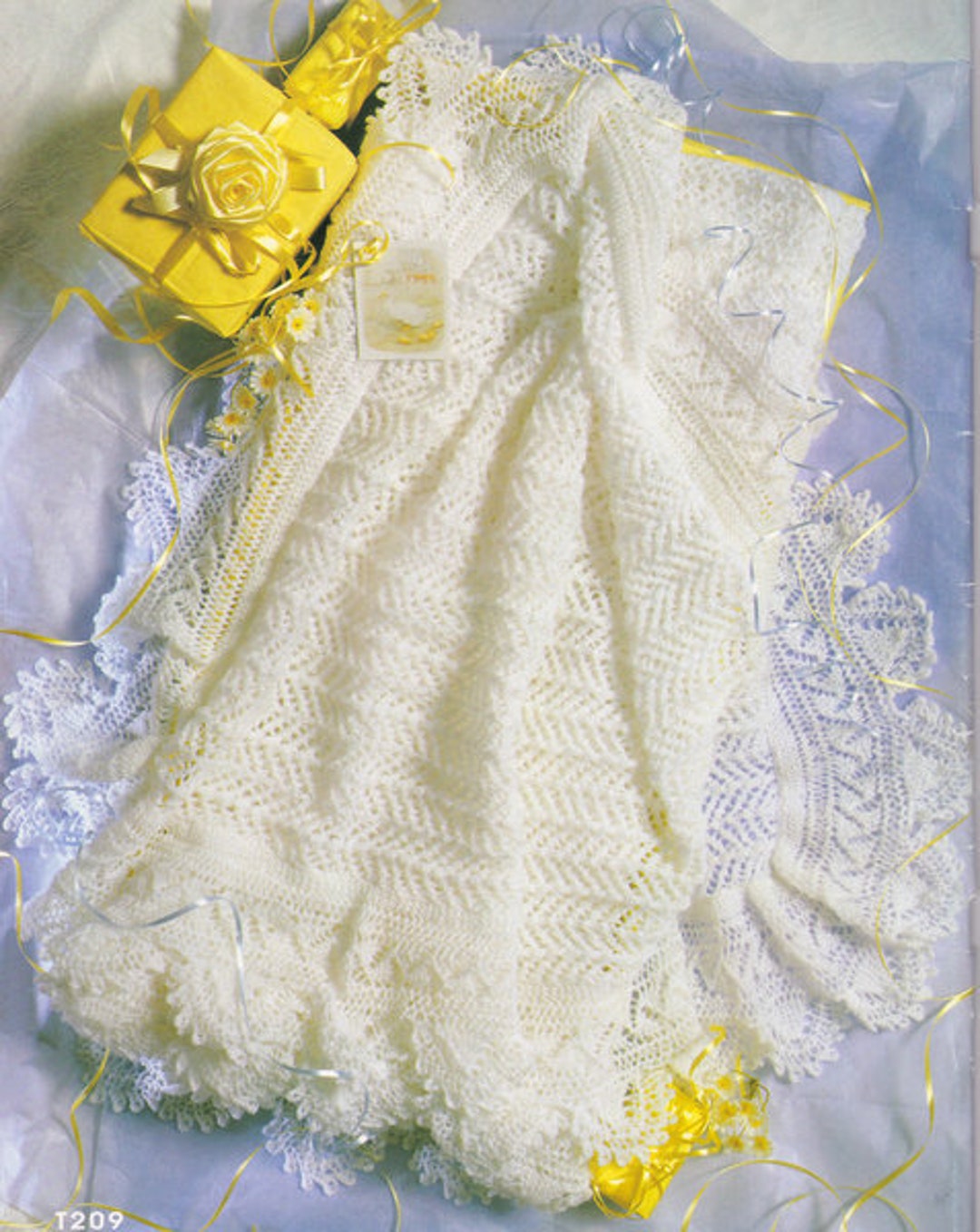 Delicate Lacy Baby Shawl Christening 2 Ply~ 50" Square ~ 2 Ply Knitting ...