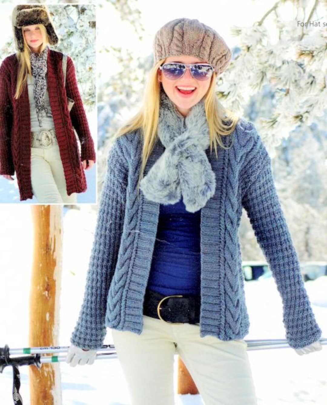 Womens Easy Knit Long or Short Length Cable Textured Jacket 32 - 42 ...