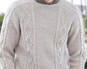 Round Roll Neck Fishermans Rib Textured Unisex Sweater 4 Ply Aran DK ...