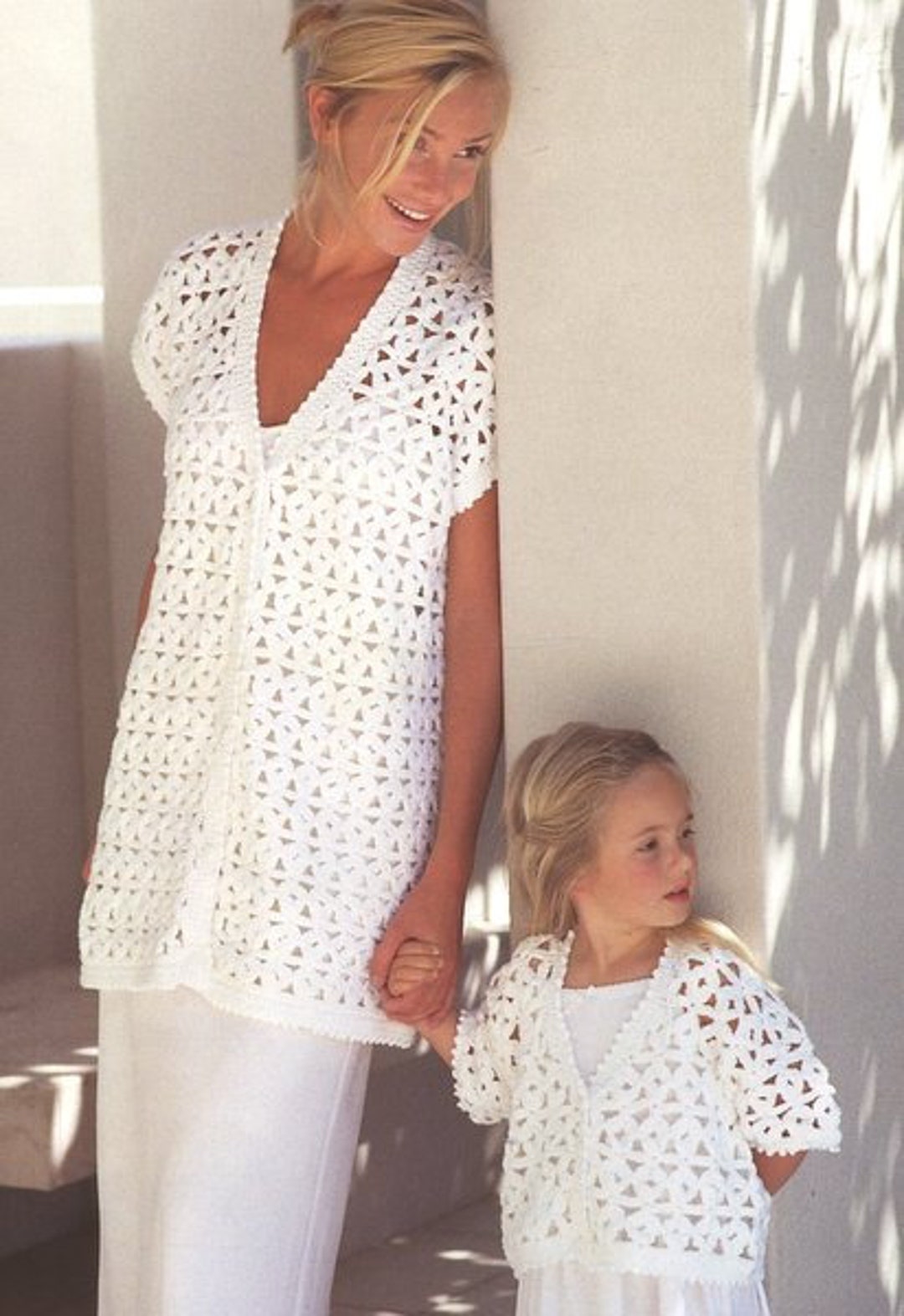 Womens Girls Crocheted Cardigan Long or Short Sleeve & Waistcoats 24 ...