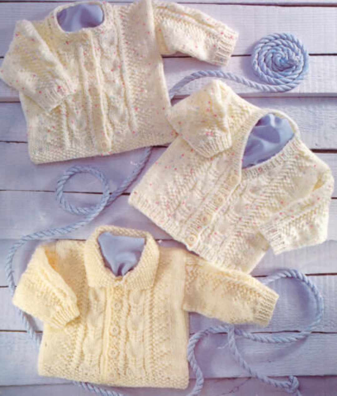 Lovely Aran Baby Cardigans ~ Choice of Neckline 16" ~ 26" ~ Knitting ...