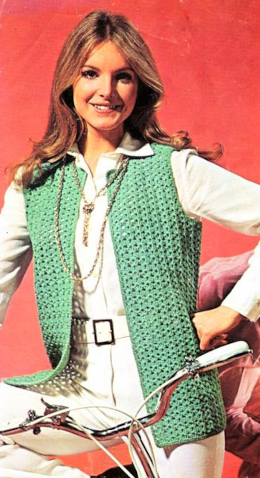 Crochet Vest Slip -on Jacket Waistcoat Woman's 34" - 39" DK 8 Ply Yarn ...
