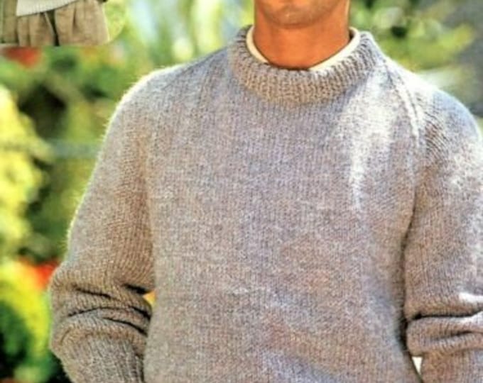 Easy Knit Round Neck Rib Textured Sweater Raglan Sleeve Man Woman 30 ...