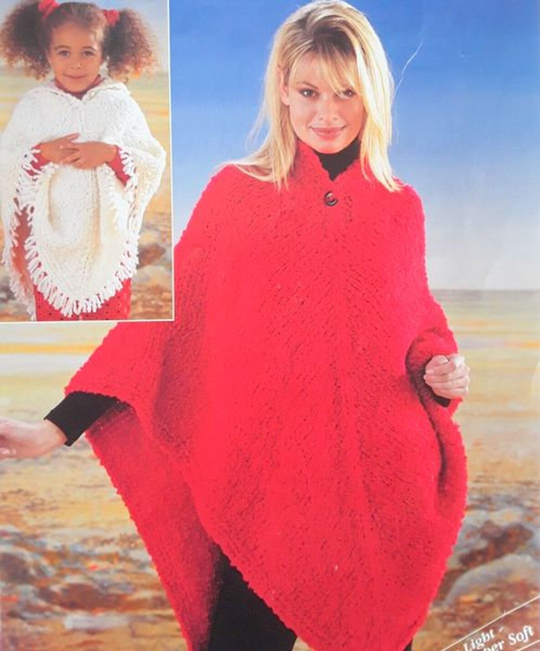 Womens Girls Easy Super Bulky Chunky Poncho Short Long Hood Fringe ...