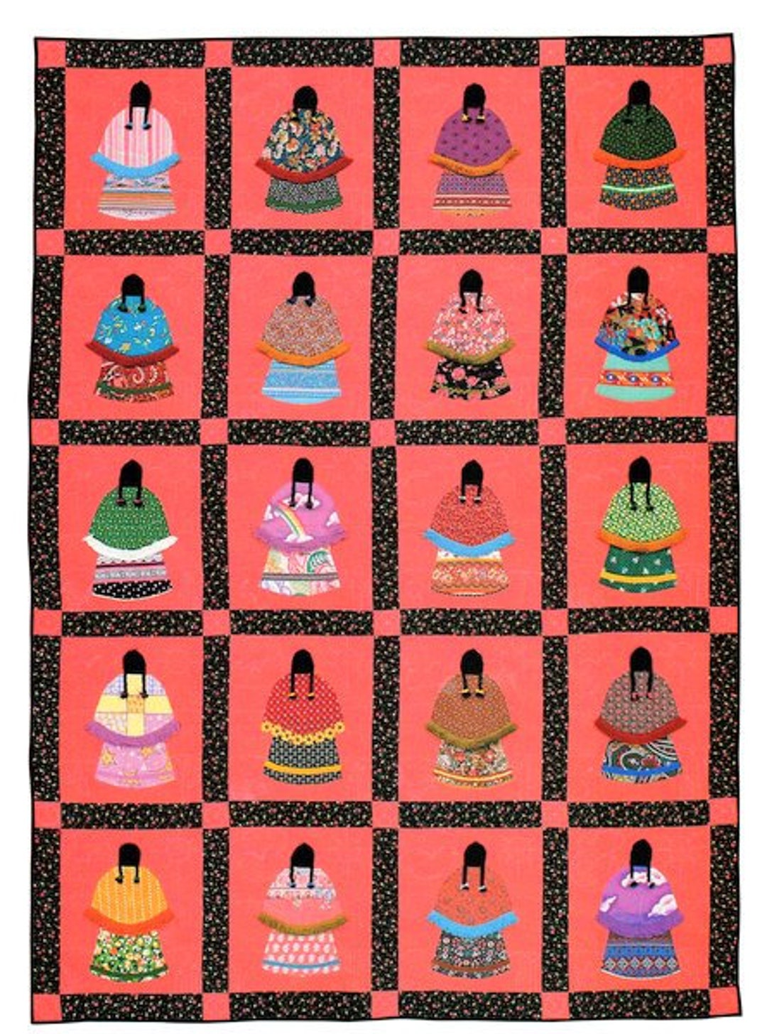 Little Indian Girls Native American Patchwork Blocks Applique Quilt ...