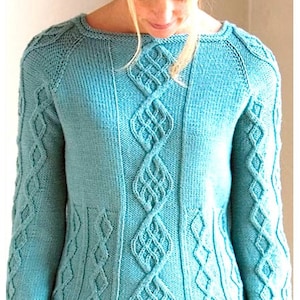 Aran Cable Sweater Womans ~ Easy Pattern ~ 28" - 47" ~ Aran Knitting ...