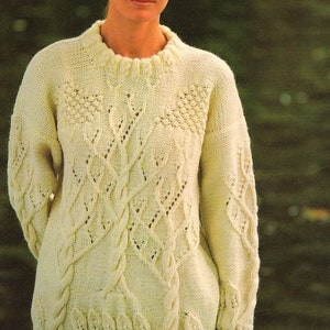 Unusual Interwoven Tree & Leaf Motif Cable Picture Sweater Womans 30 ...