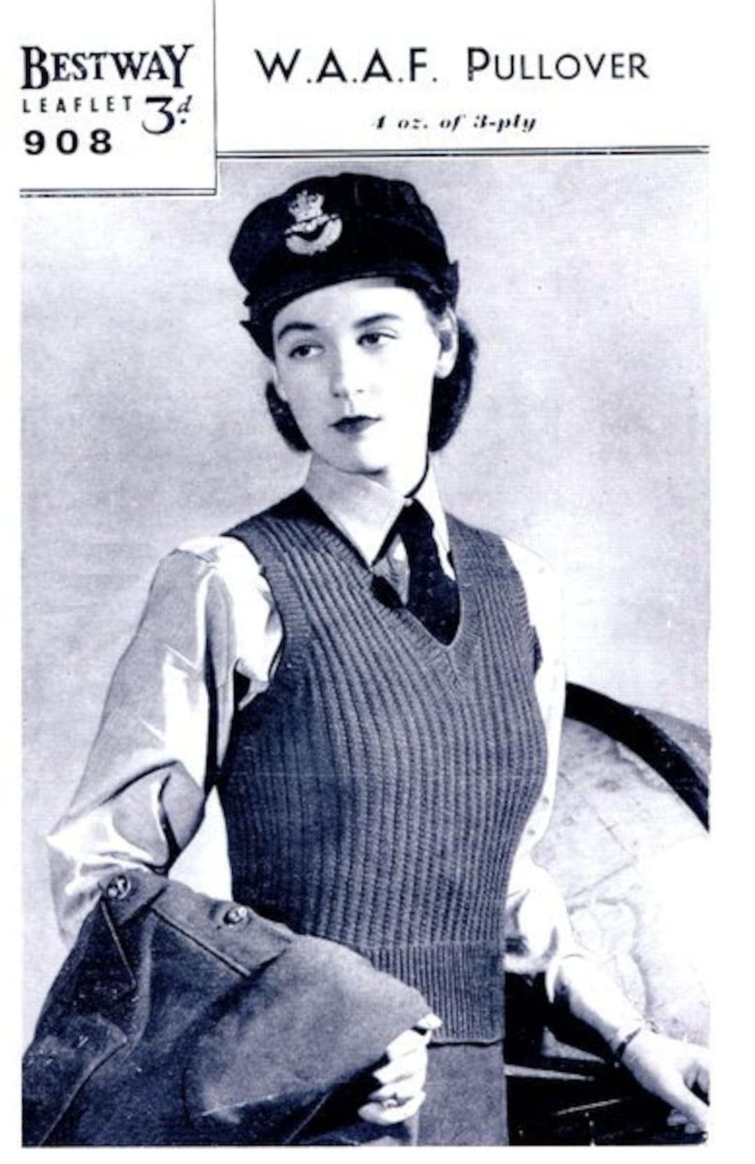 W.A.A.F V Neck Pullover WW2 Vintage Reenactment Women's Auxiliary Air ...