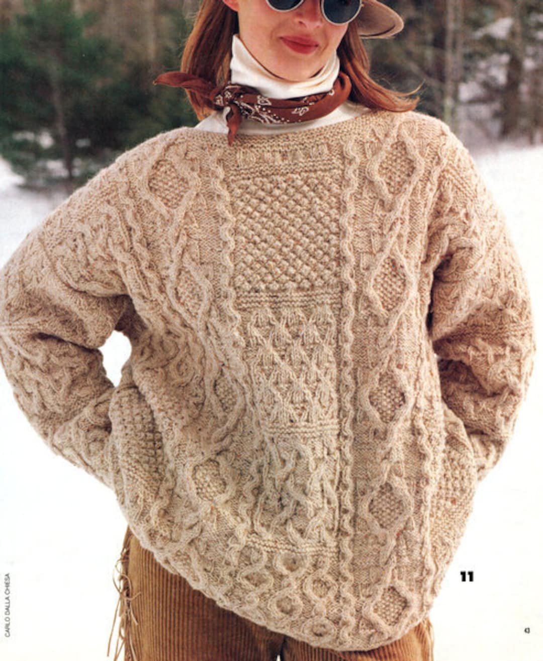 Womens Aran Patchwork Sampler Sweater ~ S/M/L ~ Aran 10 Ply Worsted Knitting Pattern PDF Instant ...
