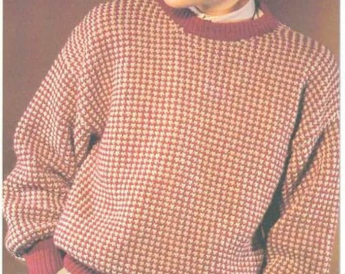 Man's 1980s Tweed Sweater Textured 2 Colour Drop Sleeve - DK( 8 Ply ...