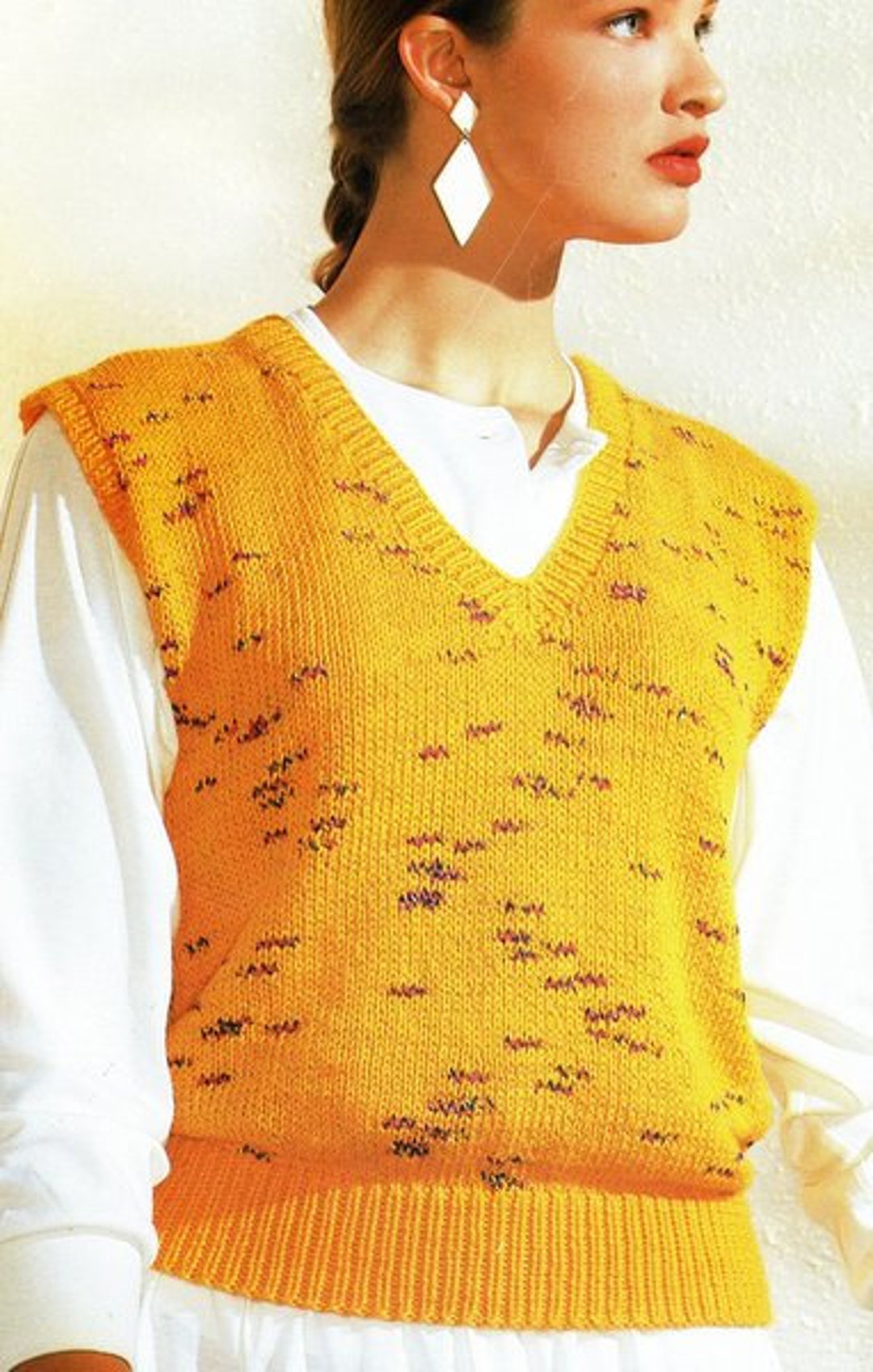 Easy Womens V Neck Top Sleeveless Sweater Jumper Vest Slipover 30"-40 ...