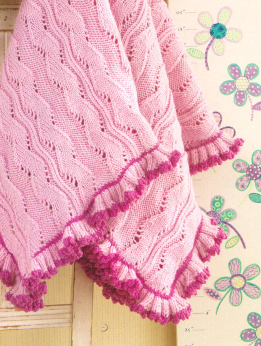 Ruffle Frilly Edge & Lace Baby Blanket Pram Cover Cot Blanket Afghan ...