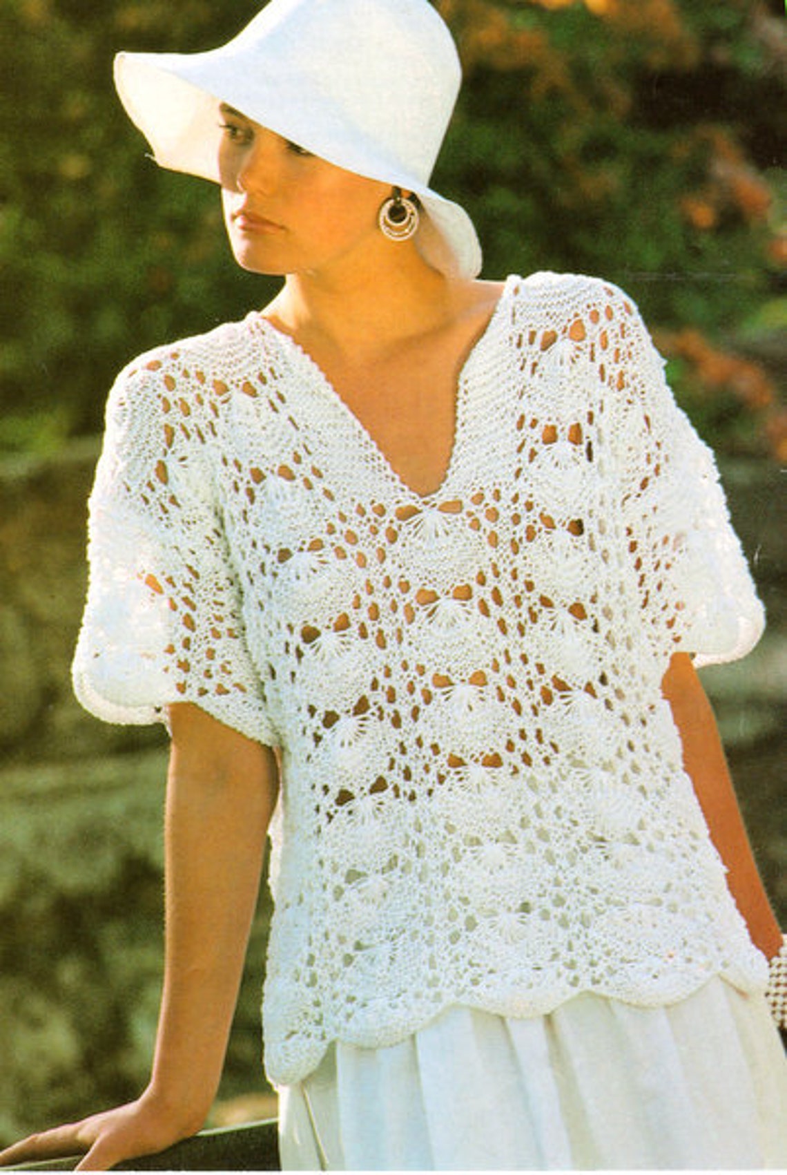 Lacy Seashell Beach Summer Top Sweater Short Sleeve One Size 40" Woman ...