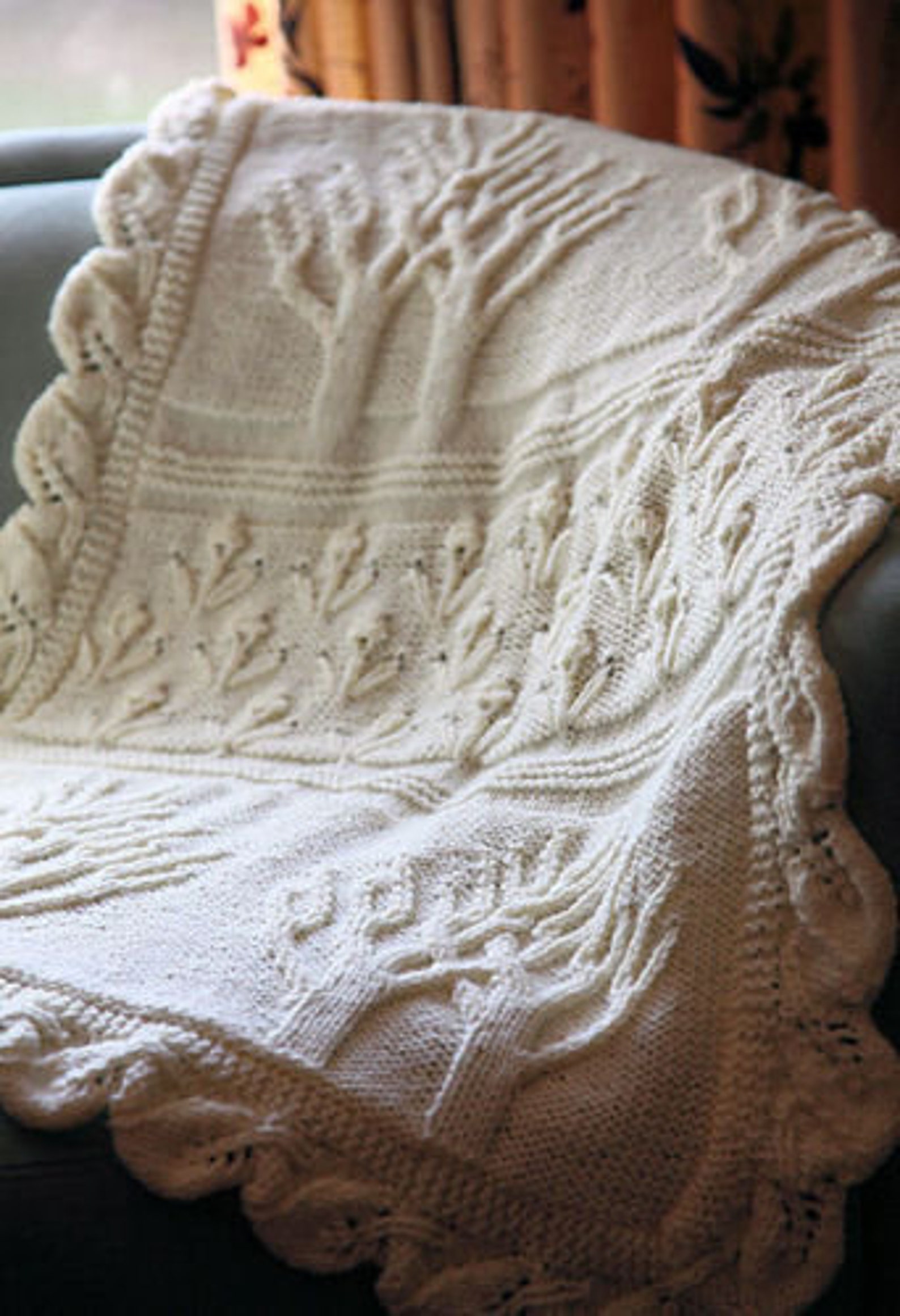 KNITTING PATTERN Tree of Life Heirloom Afghan Throw Blanket Bedspread ...