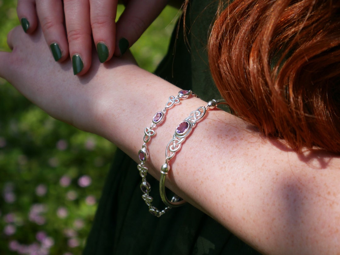 Scottish Celtic Knot and Amethyst Bangle in Sterling Silver • Scotland ...