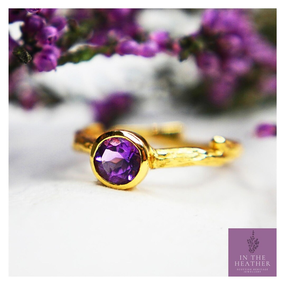 The Scottish Heather Ring • Amethyst With Heather Stem Detail in ...