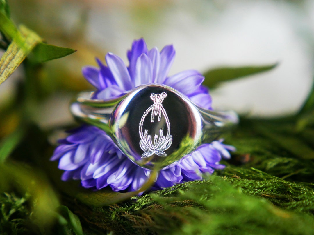 Hand Drawn Scottish Heather Wildflower Ring in Sterling Silver With ...