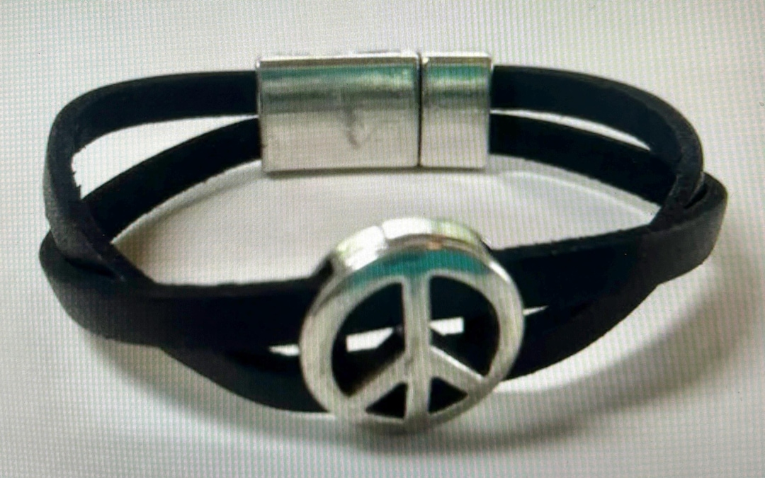 Italian Leather Peace Sign Bracelet: Double Twist With Magnetic Clasp ...