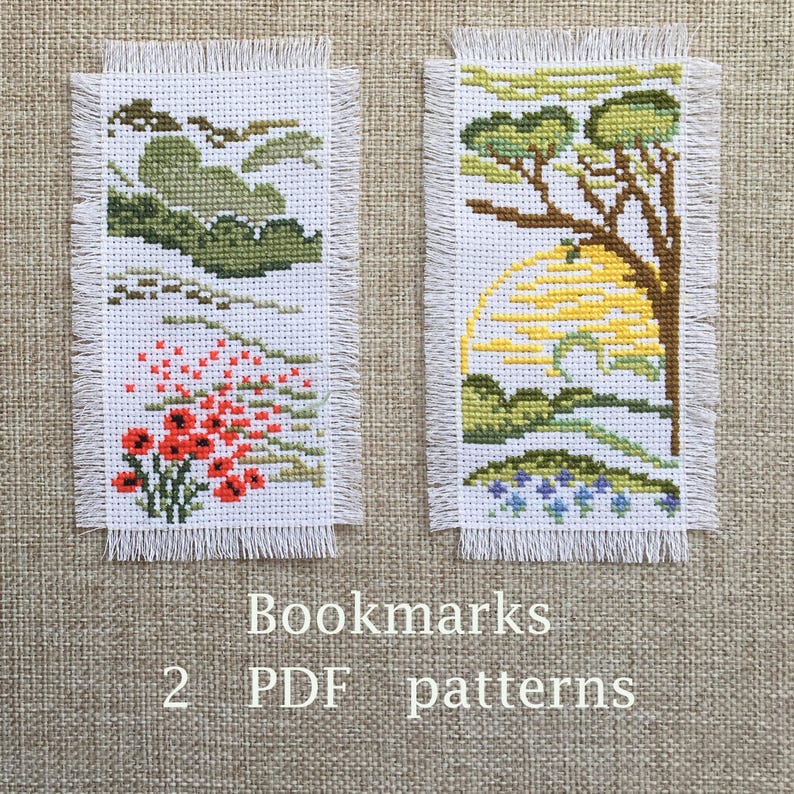 Two Cross Stitch Bookmarks Schemes With Landscapes, Cross Stitch ...