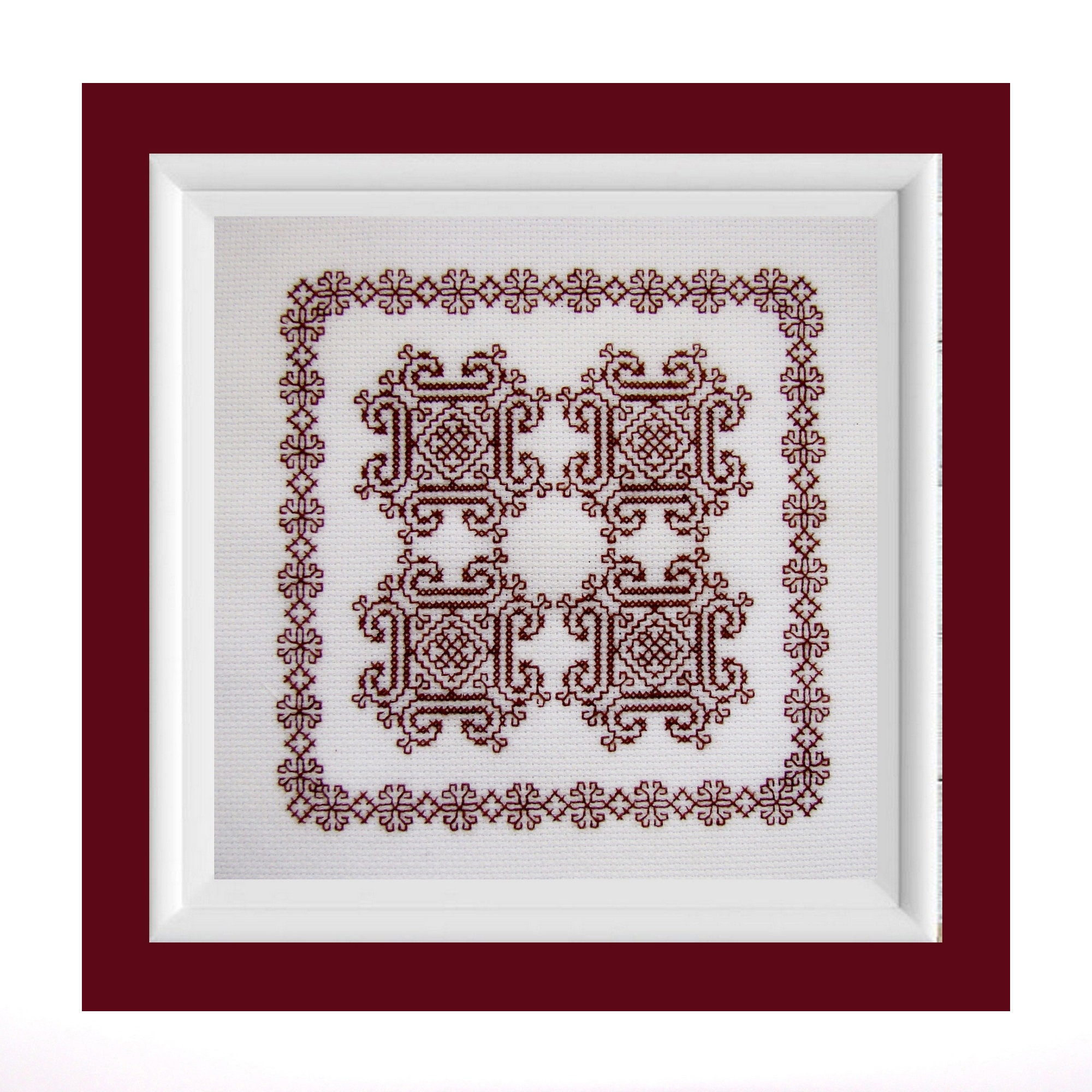 Ornamental Coaster Cross Stitch Scheme: DIY Embroidery Pattern (PDF ...