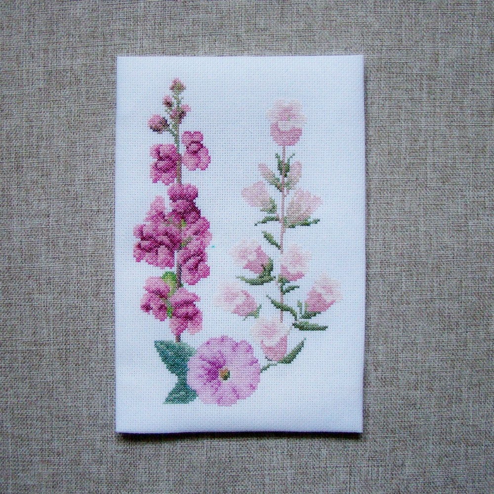 Pink Flowers Cross Stitch Pattern Flower PDF Instant - Etsy
